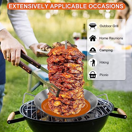 Al Pastor Skewer for Grill, Stainless Steel Vertical Skewer, Brazilian Vertical Spit Stand with 3 Removable Spikes(8β/10"/12β)& Brushes, for Tacos Al Pastor, Shawarma Kebabs Smoker Oven BBQ Dishes