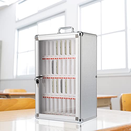 Weglae 36 Phones Capacity Storage Cabinet,Clear Cell Phone Locker Box,Wall-Mounted Cell Phones Storage Cabinet Pocket with Lock for Office Classroom