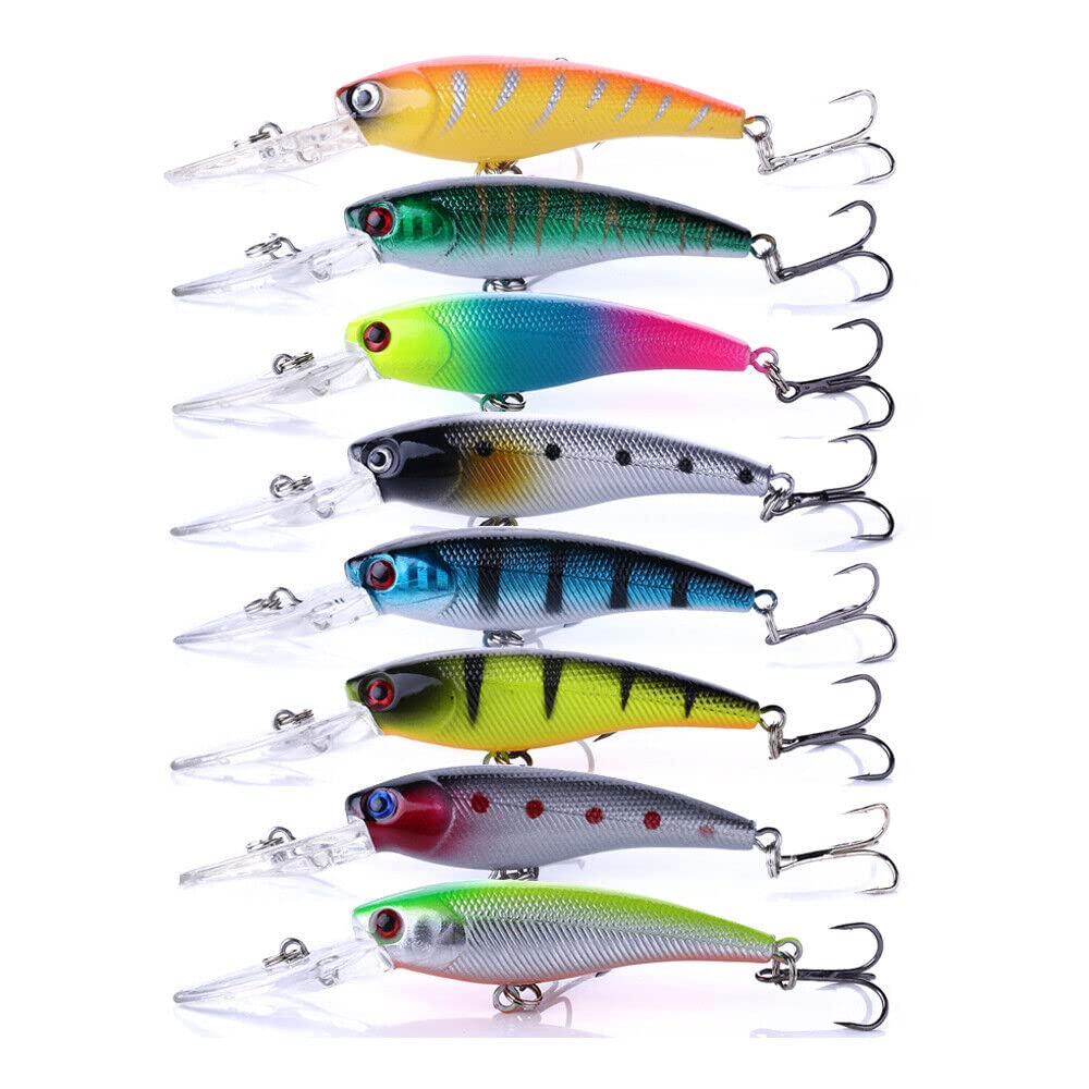 8PCS Lot Fishing Lures Hard Bait Minnow Crankbait Bass Tackle Swimbaits Wobbler