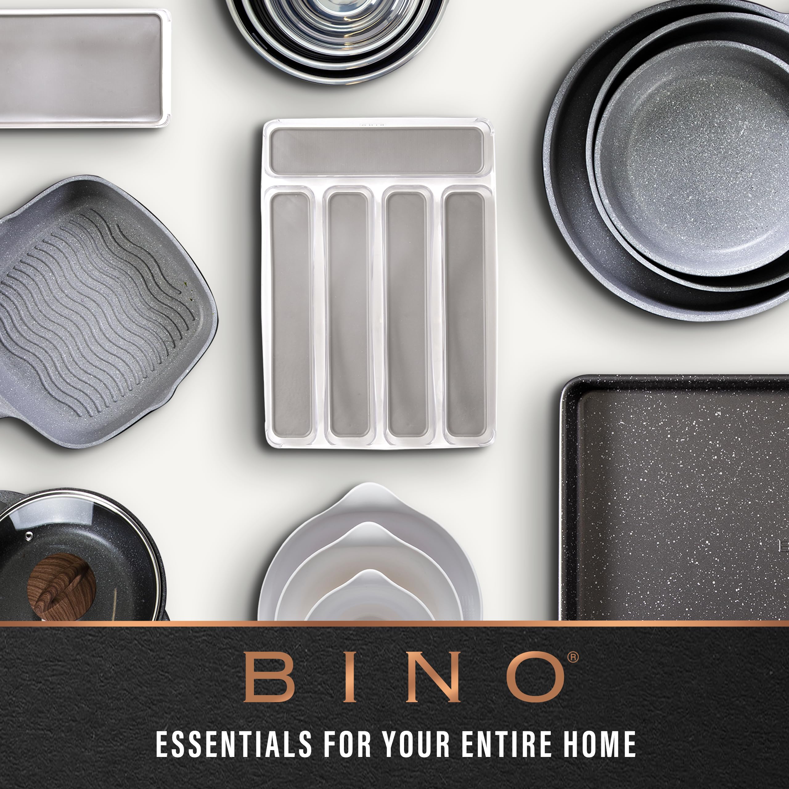 BINO | Woven Plastic Basket | XS (Natural Grey), 5-Pack | THE JUTE COLLECTION | Home Organization, Space - Saving Storage, Stylish Design | Jute Basket | Plastic Storage Basket