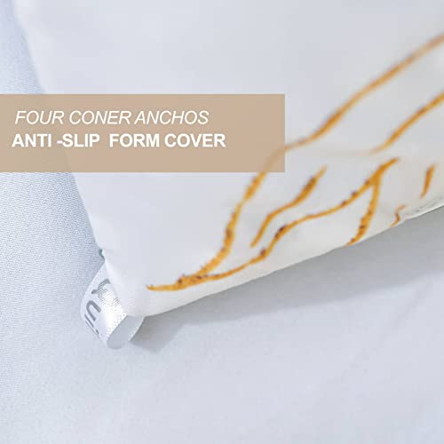 Nanko Queen Size Comforter Set, Green Gold Floral Leaf Flower Print Pattern Down Alternative Comforter Microfiber Modern Bedding,All Season Duvet Bed Set in a Bag for Women Men, 3 Pcs,88 x 90 inch