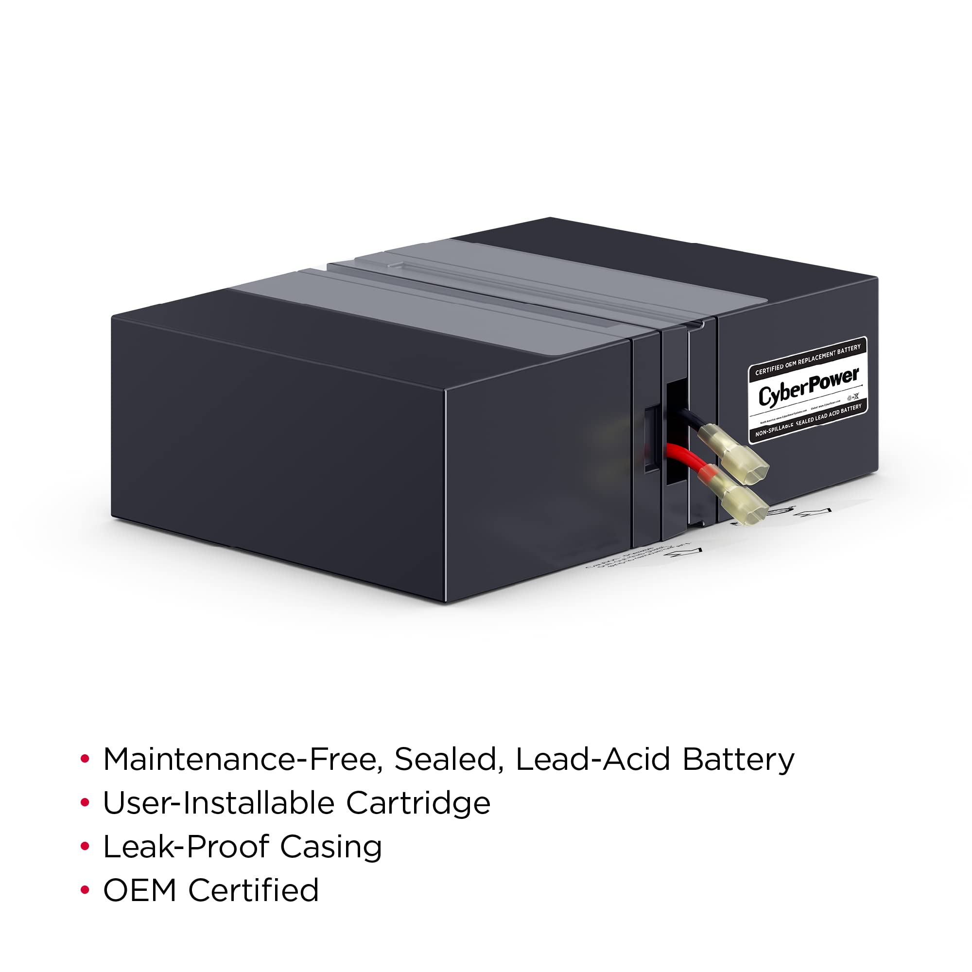 CyberPower RB1270X2 UPS Replacement Battery Cartridge, Maintenance-Free, User Installable, 12V/7Ah