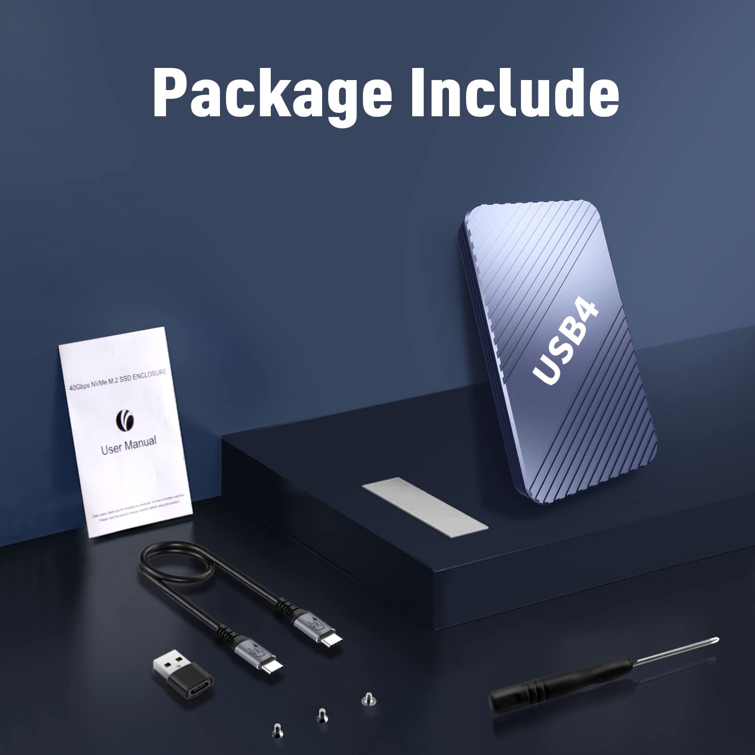 40Gbps NVMe Enclosure,V VCOM M.2 NVMe SSD Enclosure, Aluminum Alloy External NVMe Enclosure Support Size 2280 M&B+M-Key,Compatible with Thunderbolt 3/4,USB4/3.2/3.1/3.0/2.0