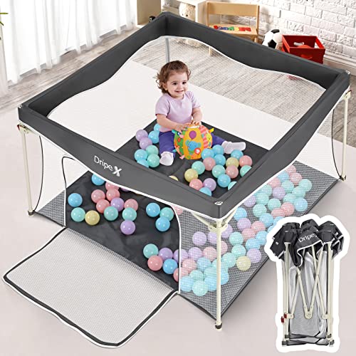 Foldable Playpen, Dripex Baby Playpen with Mat, Collapsible Baby Playpen, Playpen for Babies and Toddlers, 43" x 43" Baby Play Yard for Indoor&Outdoor