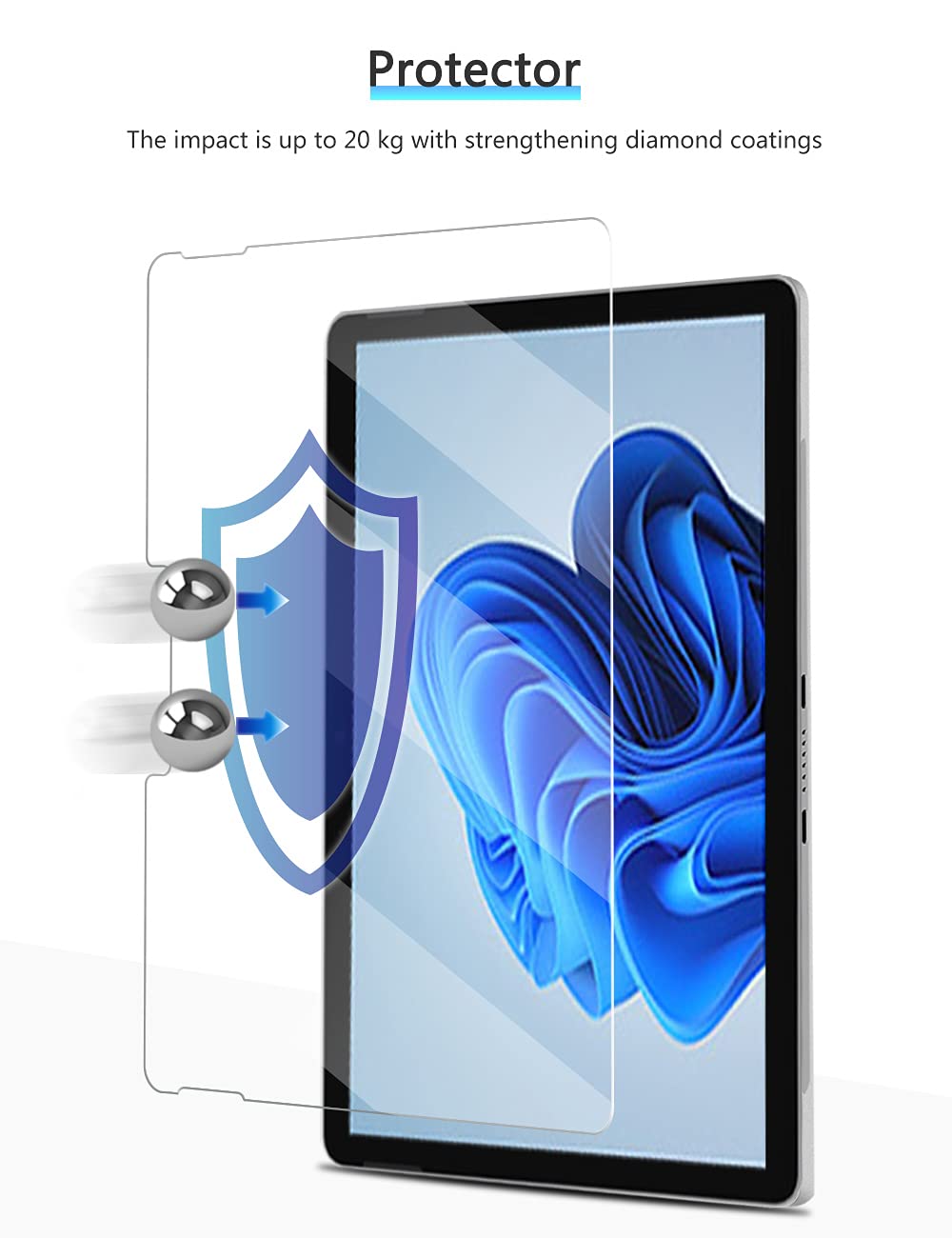 OMOTON 2 Pack Screen Protector for Microsoft Surface Go 4 / Surface Go 3/ Surface Go 2 / Surface Go(10.5 inch, 2023/2021/2020/2018), Tempered Glass/Case Friendly/Surface Pen Compatible