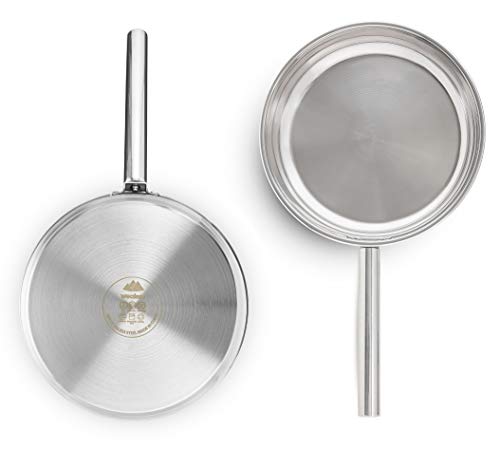 Camping Cookware Set 304 Stainless Steel 8-Piece Pots & Pans Open Fire Cooking Kit | Frying Pan Steamer with Travel Tote Bag | Compact For Outdoors & Indoors Kitchen Family Campfire Hiking RV