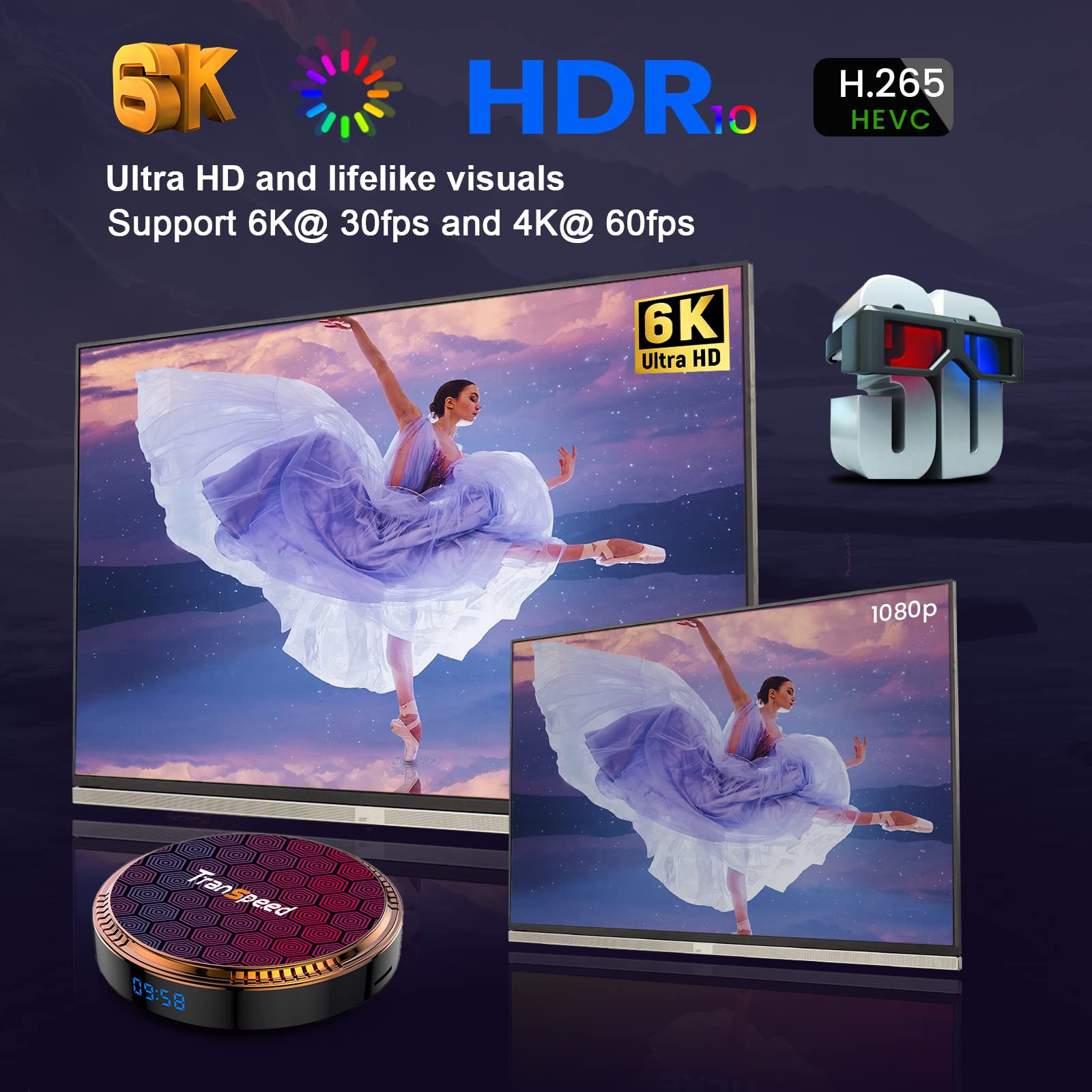 Android 12 TV Box Dual-Band WiFi 6 4GB 64GB TV Box Android 2022 H618 Chip Support 4K 6K HDR10 BT5.0 USB 2.0 with Mini Backlit Keyboard