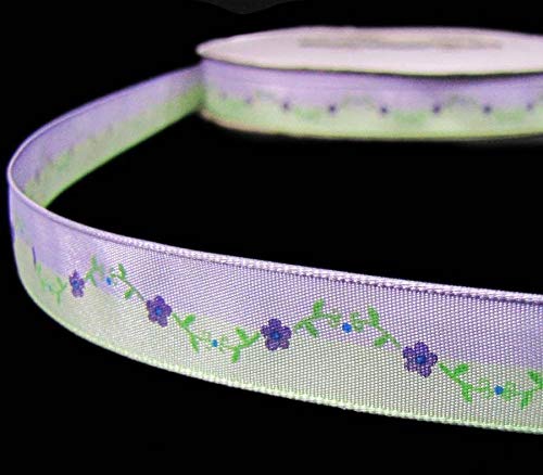 5 Yards Lavender Purple Green Spring Flower Vine Maypole Ribbon 5/8"W| by Byndgreenstore