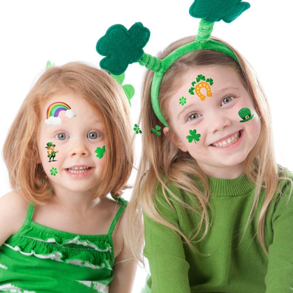 St. Patrick's Day Green Shamrock Tattoos Irish Shamrock Tattoos for Party Parade Family School