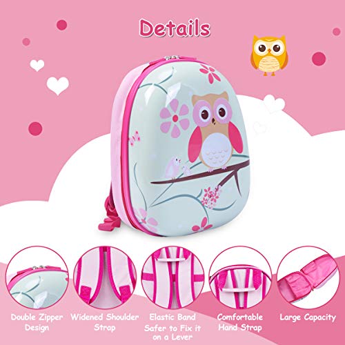 Goplus 2PC Kids Luggage, 12" & 16" Kids Carry On Luggage Set, Lightweight Spinner Suitcases for Boys and Girls (Owl)