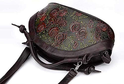 Women Handbag Genuine Leather Satchel Purse Handbag Vintage Top Handle Handbag Work Tote Bag (Green)
