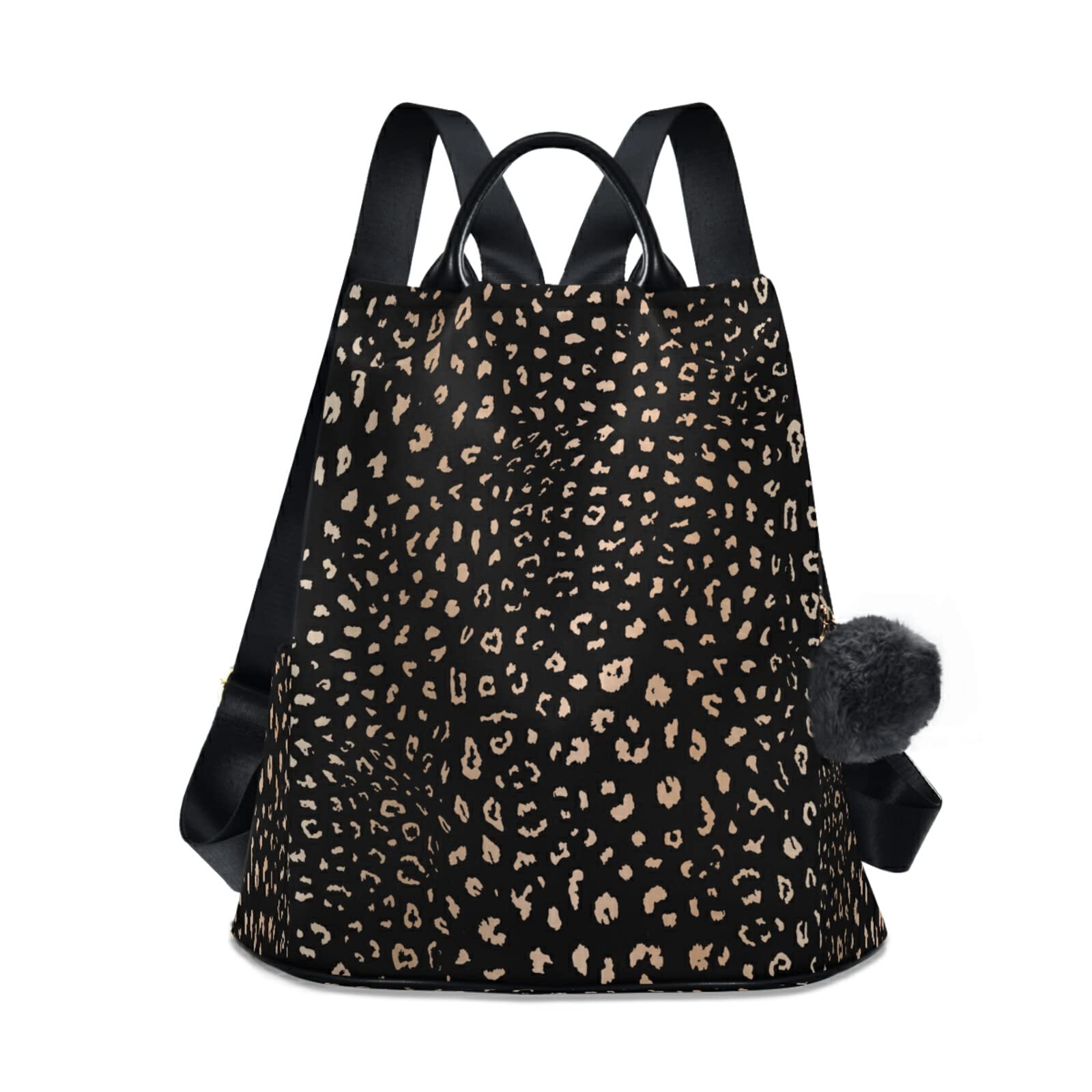 ALAZA Gold Leopard Spot on Black Large Women's Fashion Casual Backpack Purse Shoulder Travel Bag