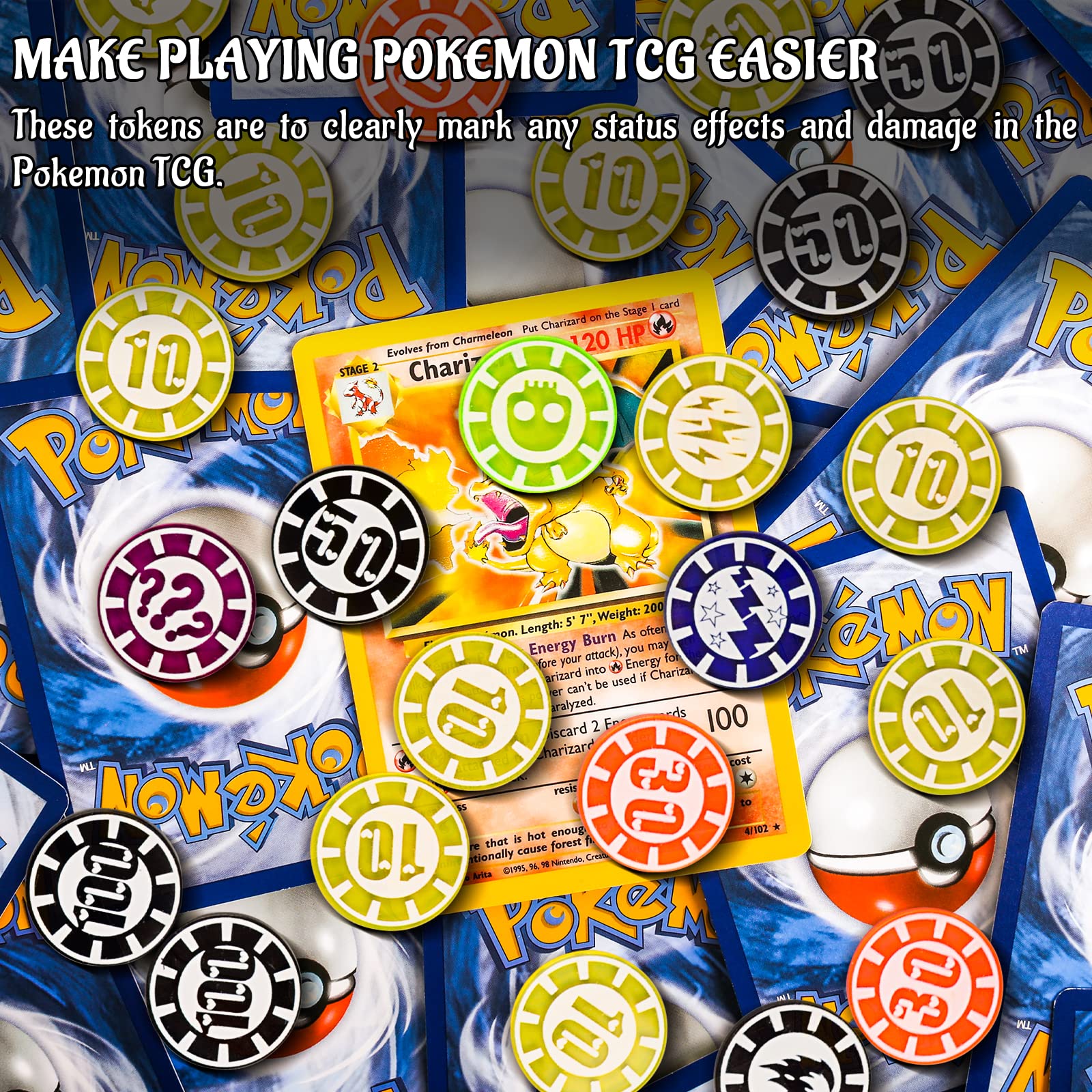 CZYY Damage and Status Counters Set of 24 Acrylic Effect Tokens Combatible with TCG
