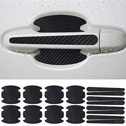 BeautyChen 16PCS Car Door Handle Protector Black Car Handle Cover Car Door Handle Cup Sticker Cover Carbon Fiber Anti-Scratches Protective Films
