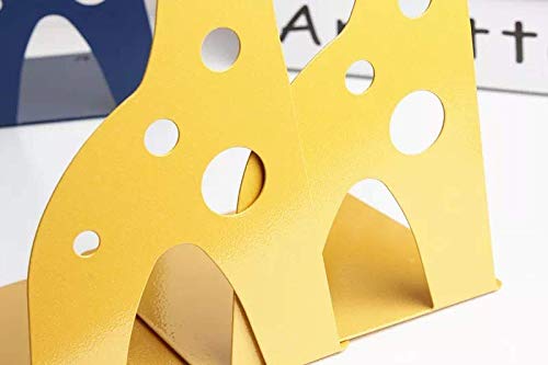 Loupdeloup Cute Bookends,Non Skid Giraffe Animal Book Ends for Shelves Decorative for Kids Yellow 1 Pair