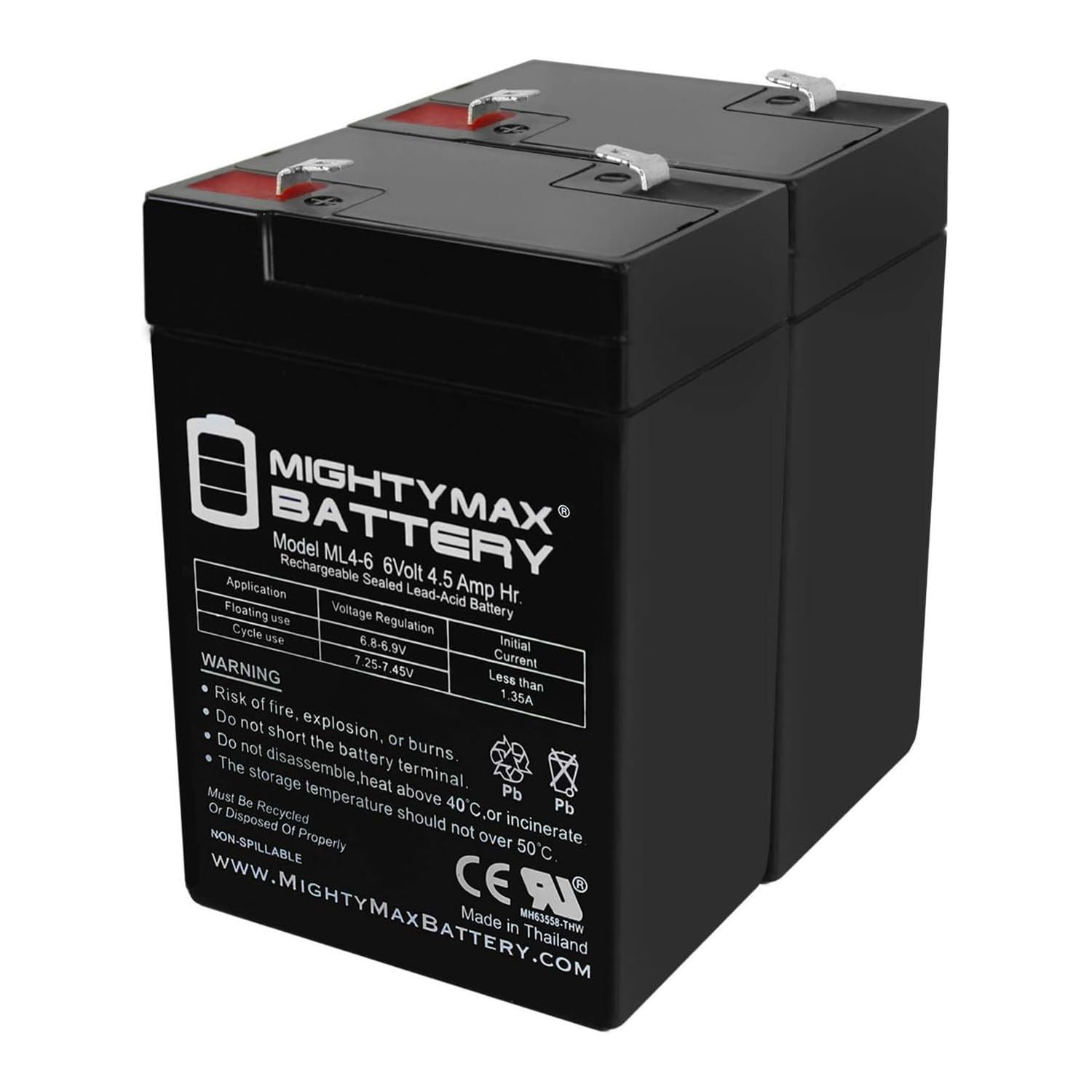 Mighty Max Battery 6V 4.5AH SLA Battery Replacement for Ritar RT645-2 Pack