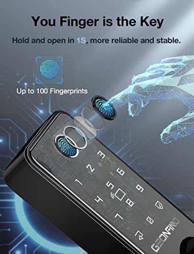 Wi-Fi Smart Lock, Fingerprint Keyless Entry Door Lock with Handle, Smart Lock for Front Door Anti-Peeping, Electronic Digital Keypad Door Lock Works with Alexa, Remotely Control (G2 Gateway Included)