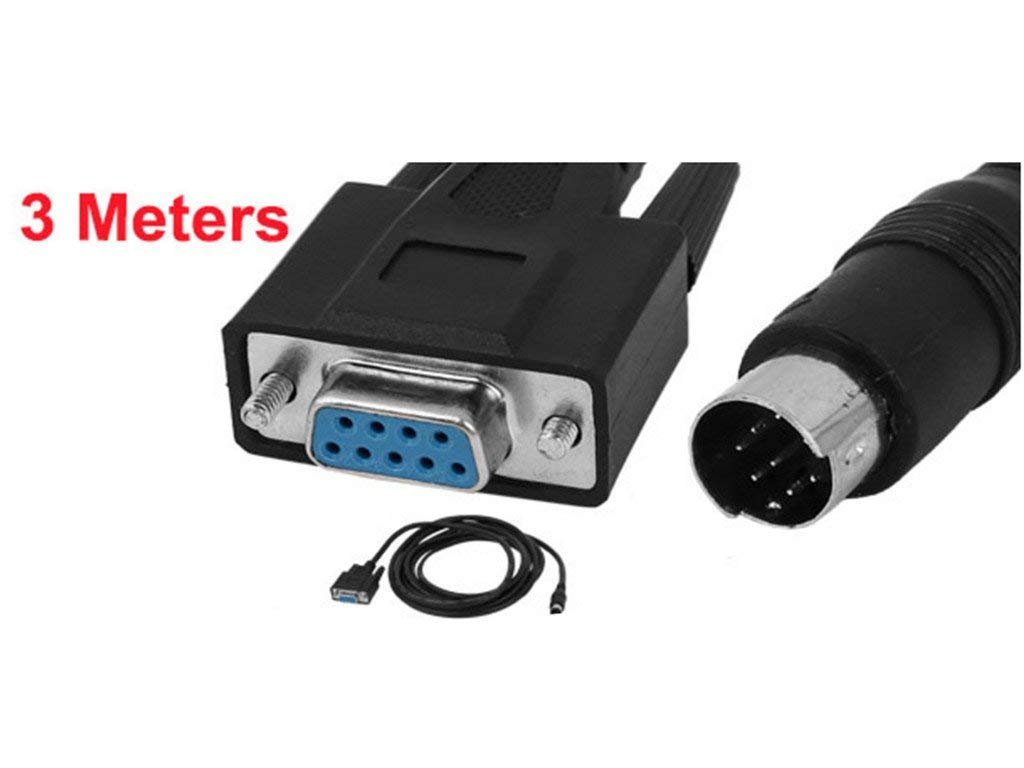xjs XJSXZC 8P Mini Din Male to Female DB9 RS232 PLC Programming Adapter Cable 10Ft (DB9 RS232)