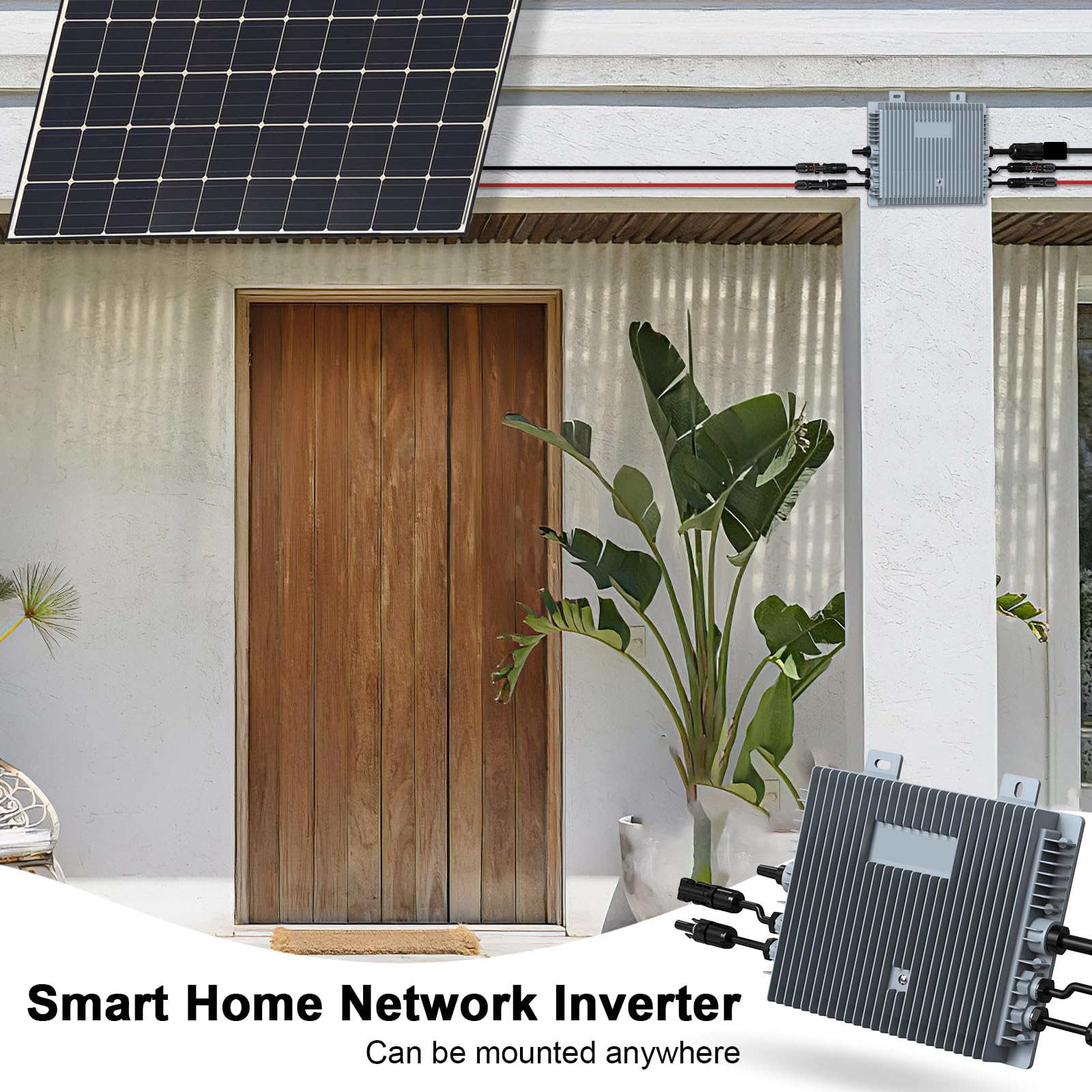 800W Micro Inverter, MPPT Grid Tie Solar Inverter with WiFi & App, DC to AC 240V 208V Micro Inverter, IP67 Waterproof Micro Inverters for 2 Solar Panels (US Plug)