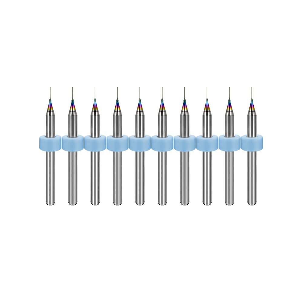 AUGUSTTOOLS PCB Drill Bits Set 0.2mm Tungsten Carbide Rotary Tool, Micro Drill Bits Set, 1/8 Inch Shank for Print Circuit Board Jewelry CNC Engraving, etc (10pcs)
