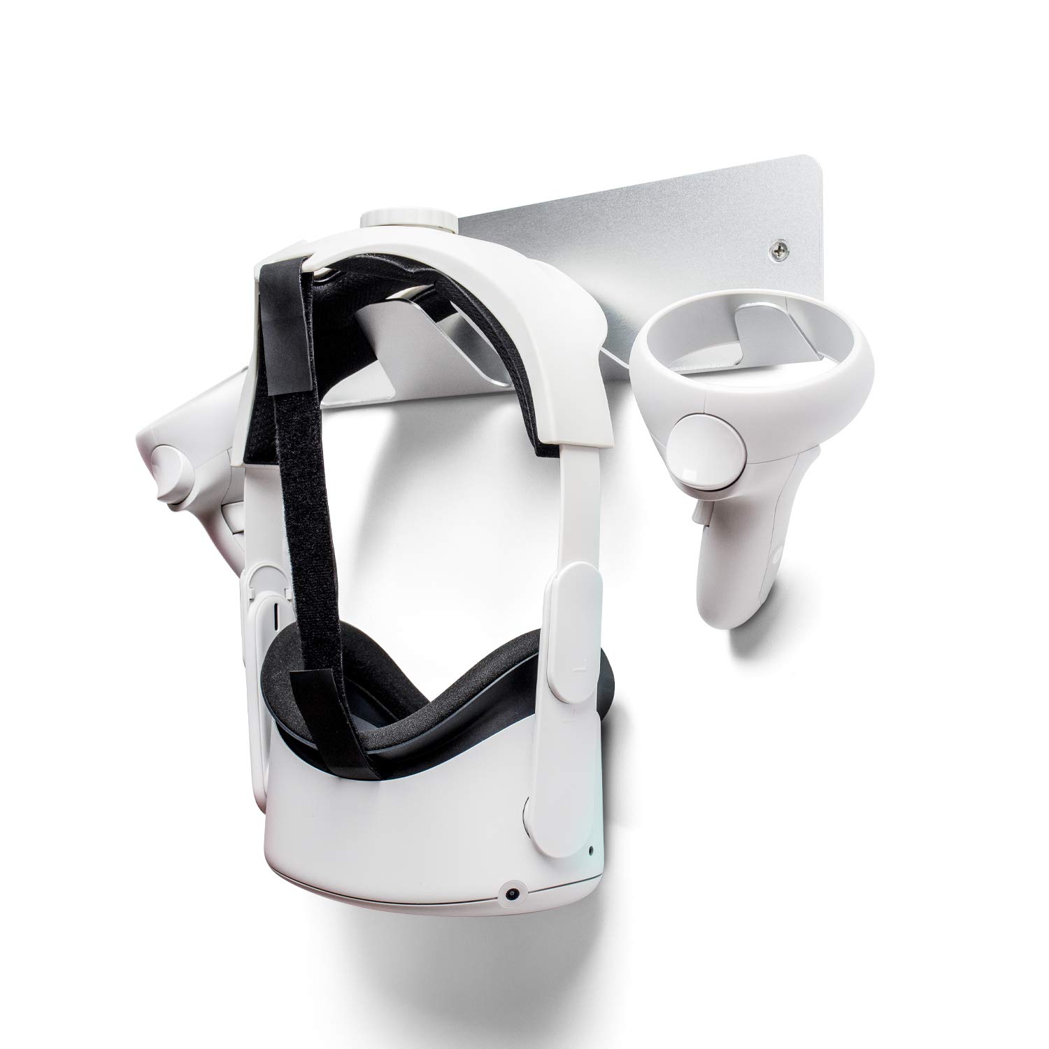CNBEYOUNG Metal VR Headset Wall Mount Storage Stand Hook Compatible with Quest 3S 3 Quest 2 Pro, Apple Vision Pro, Valve Index, PSVR 2, HTC Vive VR XR Headsets and Controllers(Aluminum Alloy-Silver)