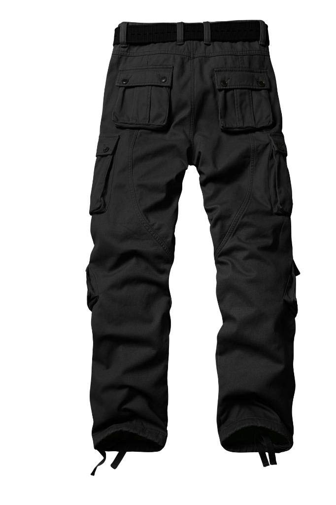 AKARMY Men's Fleece Lined Hiking Pants Outdoor Cargo Pants Casual Work Ski Pants with 8 Pockets Black 42