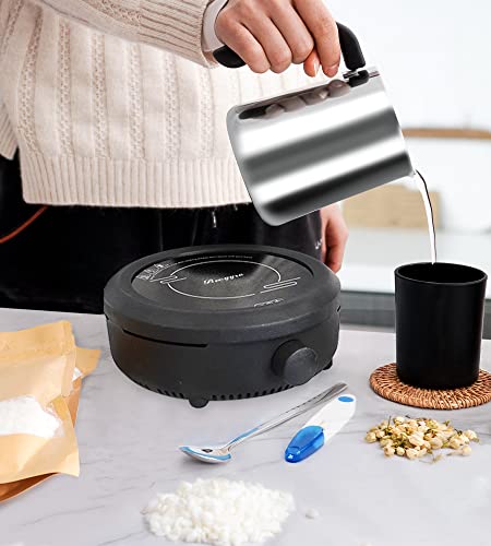 Candle Making kit with Hot Plate,Candle Making Supplies,Candle Making Kit for Beginners with Melting Pot,Stirring Spoon,Thermometer and Anti-Scalding Pad Perfect Set Gift