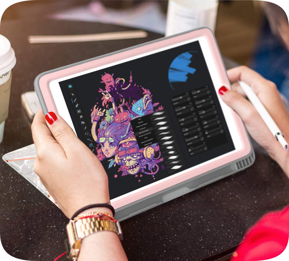 i-Blason Case for iPad 6th Generation, iPad 9.7 Case 2018/2017, [Built-in Screen Protector] Full-Body Trifold [Cosmo] Smart Cover with Auto Sleep/Wake & Pencil Holder for Apple iPad 9.7 Inch (Marble)
