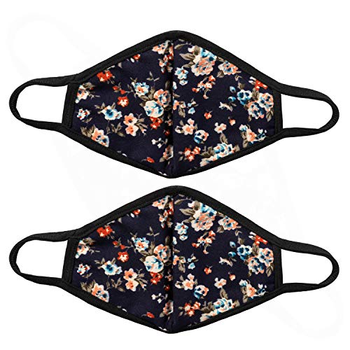 BeatBasic Unisex Washable and Reusable Cotton Warm Face Protection for Outdoor Flower Print Pack 2