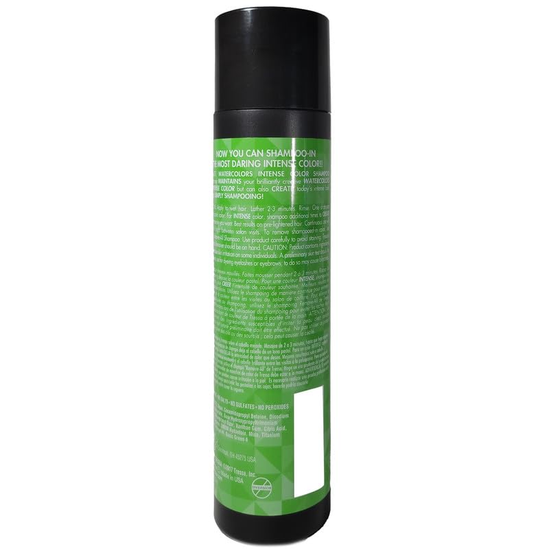 Watercolors INTENSE Semi Permanet Color Depositing Shampoo. Sulfate & Paraben Free to Maintain & Enhance Hair Color 8 fl oz - GREEN