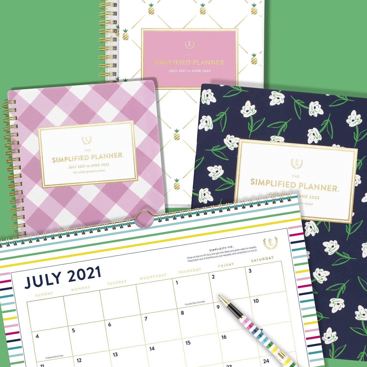 Academic Planner 2021-2022, Simplified by Emily Ley for AT-A-GLANCE Weekly & Monthly Planner, 8-1/2" x 11", Large, for School, Teacher, Student, Pink (EL65-905A)