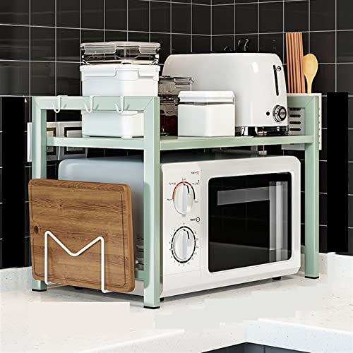 LUCBEI Microwave Oven Rack Kitchen Storage Rack, Microwave Oven Rack, Dish Rack, Tabletop, Table Top, Telescopic Multifunctional Seasoning Can Rack, Tableware, Double Layer Kitchen Storage Rack