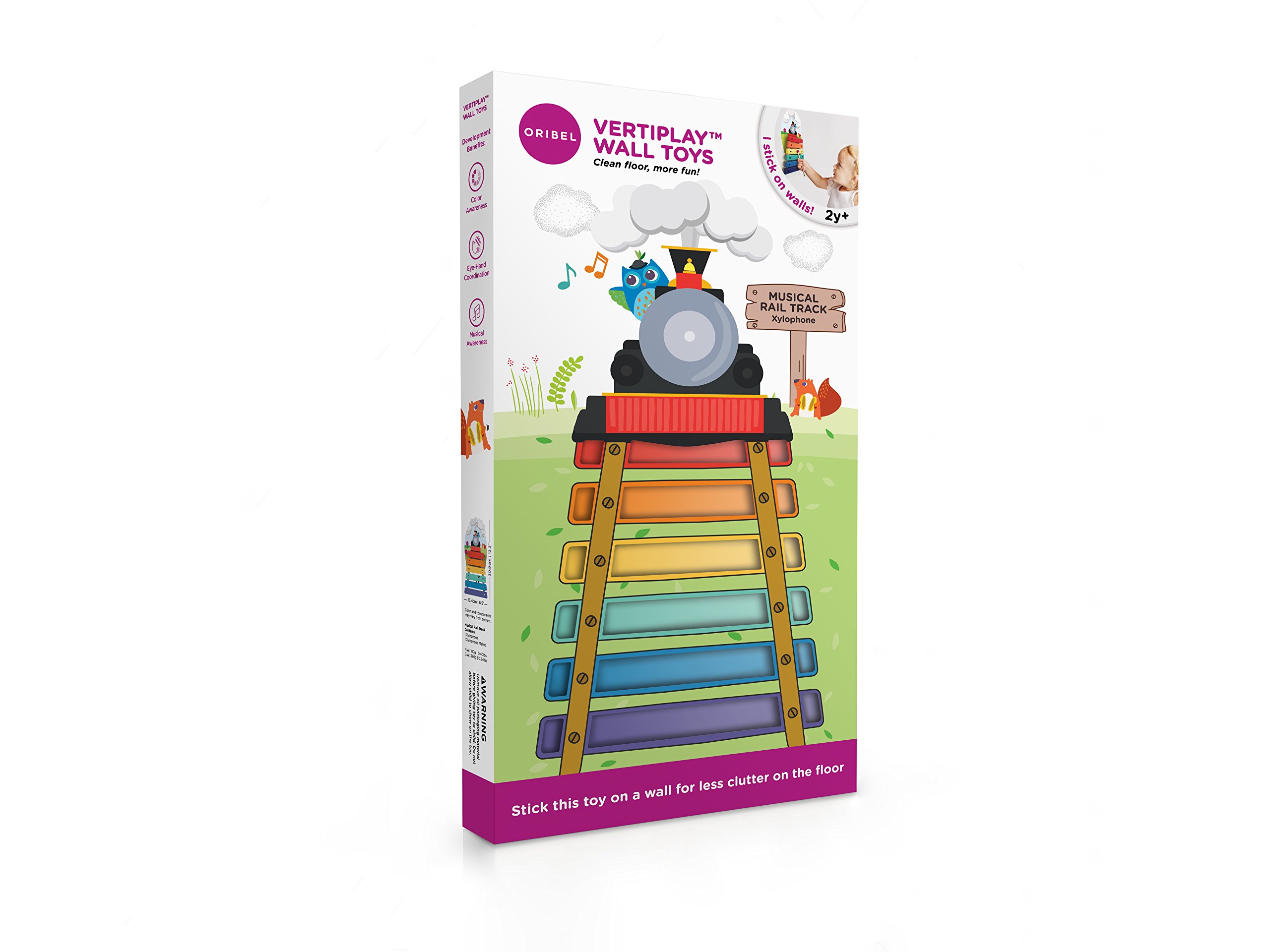 ORIBEL VertiPlay (Wall Toy) Adventure, Wooden Toy and Nursery Room Decor | Easy to Install, Just Stick & Play (Xylophone)