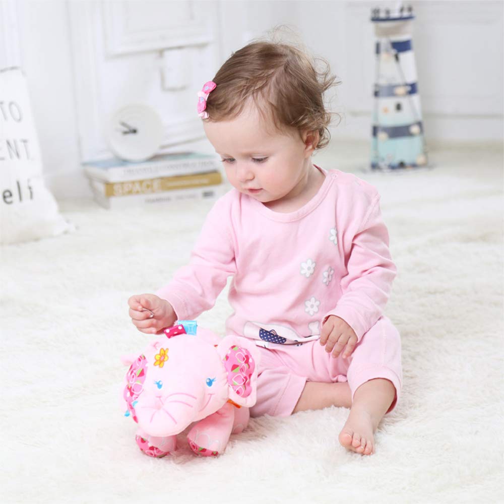 Zocita Baby Musical Elephant Stuffed Animal Toy, Bedtime Stroller Crib Plush Doll for Infant Toddler Kids(Pink)