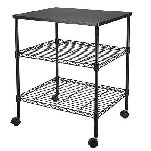 Wire Storage Shelves 3-Shelf Adjustable Shelving Units with Wheels Steel Metal Storage Rack for Kitchen Pantry Closet Laundry Durable Organizer Garage Tool Storage Shelf, Black, Black-e