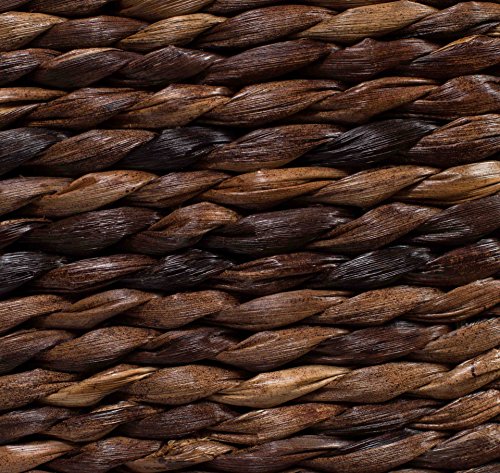 BIRDROCK Home Seagrass Accent Stool - Made of Hand Woven Natural Seagrass - 21 Inch Upholstered Stool for Living Room, Bathroom, Closet, and Bedroom - Modern Rustic Design Seat - Espresso