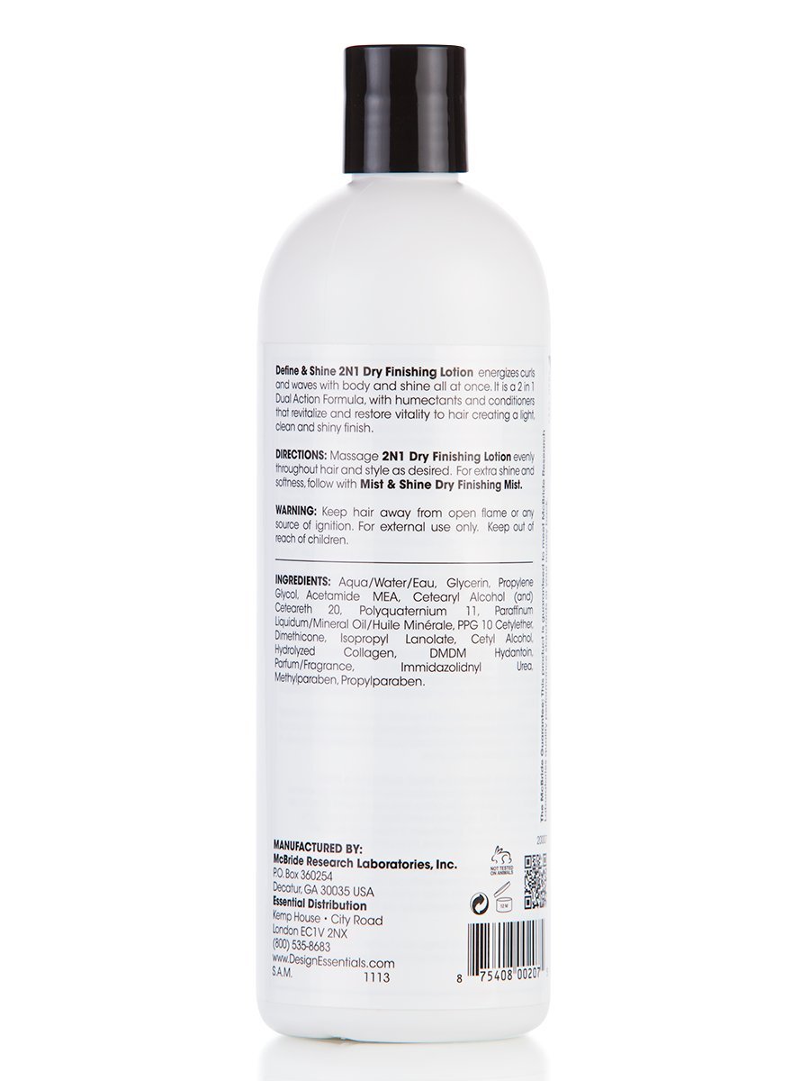 Design Essentials Define & Shine 2-N-1 Dry Finishing Lotion, for Frizzy and Curling Hair, 16 Ounce