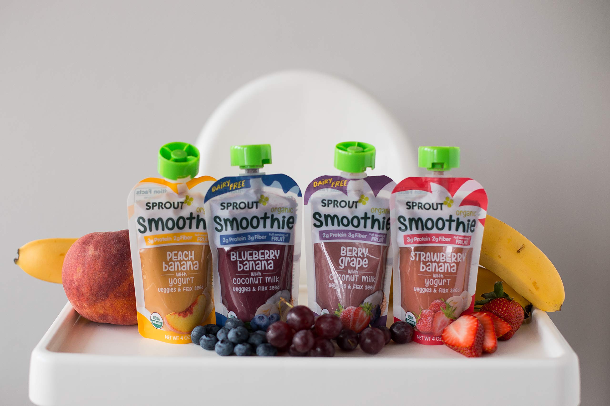 Sprout Organic Toddler Smoothie, Strawberry Banana w/ Yogurt, 4 Ounce Pouch (Pack of 6)