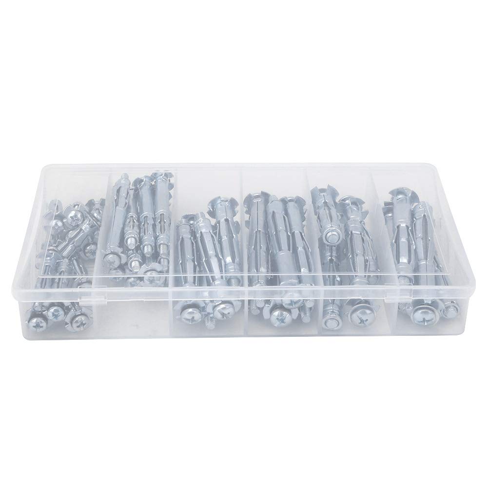 42Pcs Iron Zinc Heavy Duty Expansion Screw Bolts Metal Wall Anchor Setting Tool for Machinery
