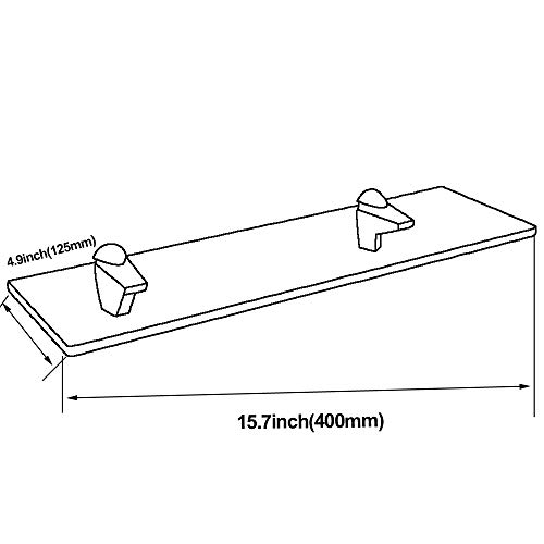 XVL 15.5-Inch Bathroom Glass Shelf, Brushed Nickel GS3004A-L