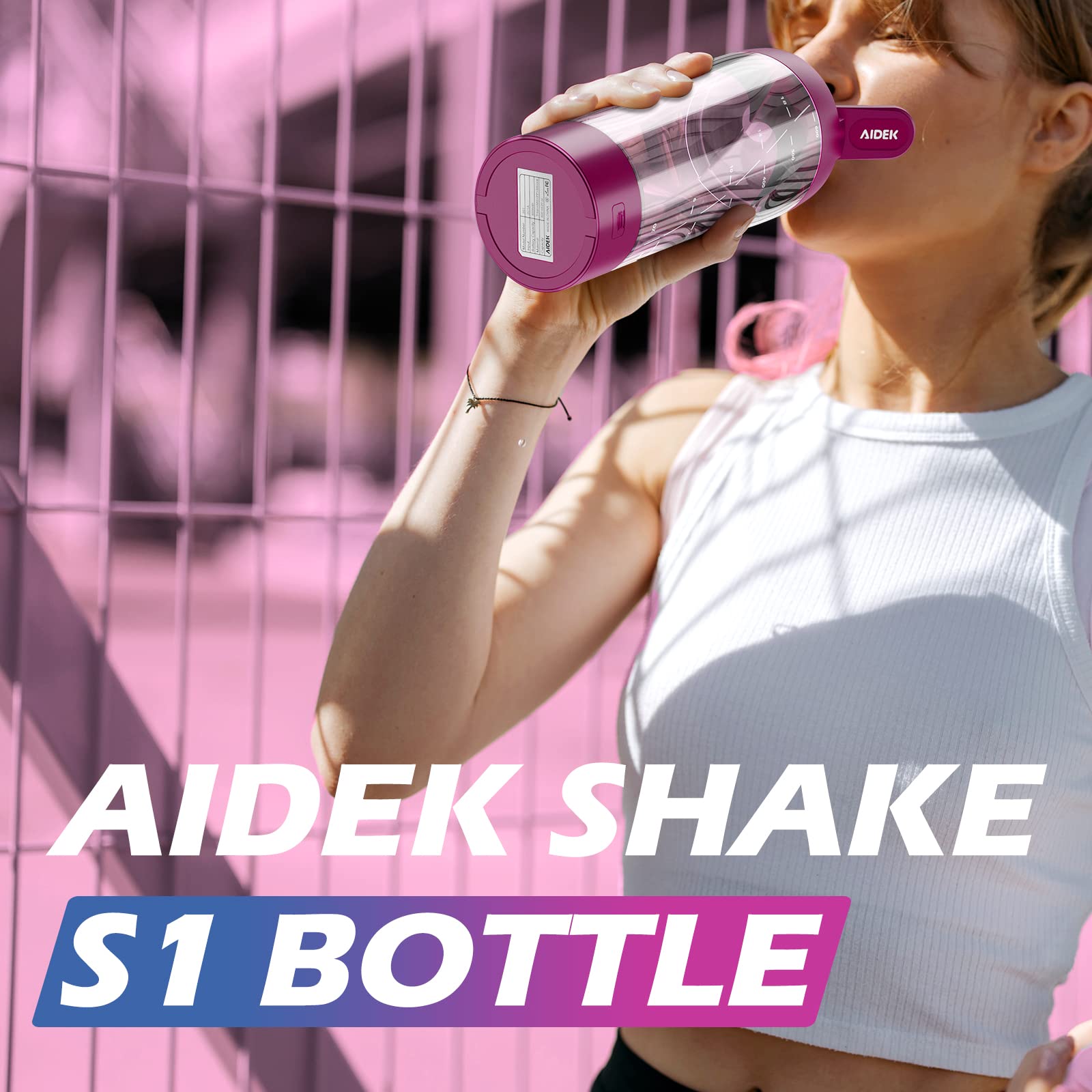 Aidek Electric Shaker Bottle 22oz Bottle for Protein Mixes, Rechargeable, BPA-Free, Portable Protein Shaker - Purple