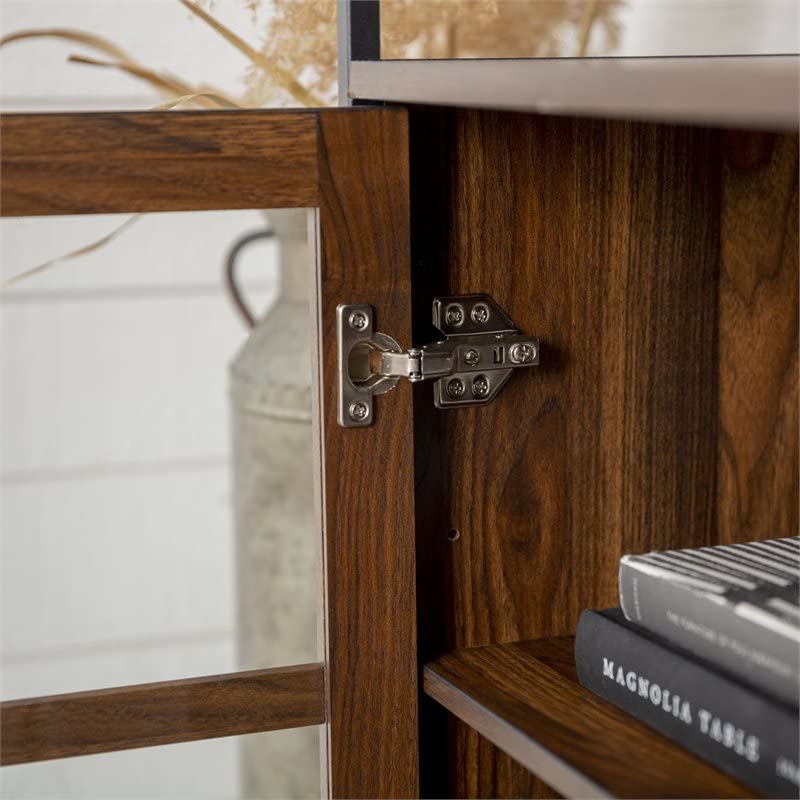 Walker Edison Furniture AZU48RAD3DDW Industrial 3-Door Buffet Sideboard for Kitchen-Dining Room, 48, Dark Walnut
