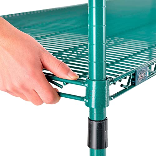 Nexel 2 Tier Wire Shelving Starter Unit, Poly-Green, 42" W x 21" D x 34" H