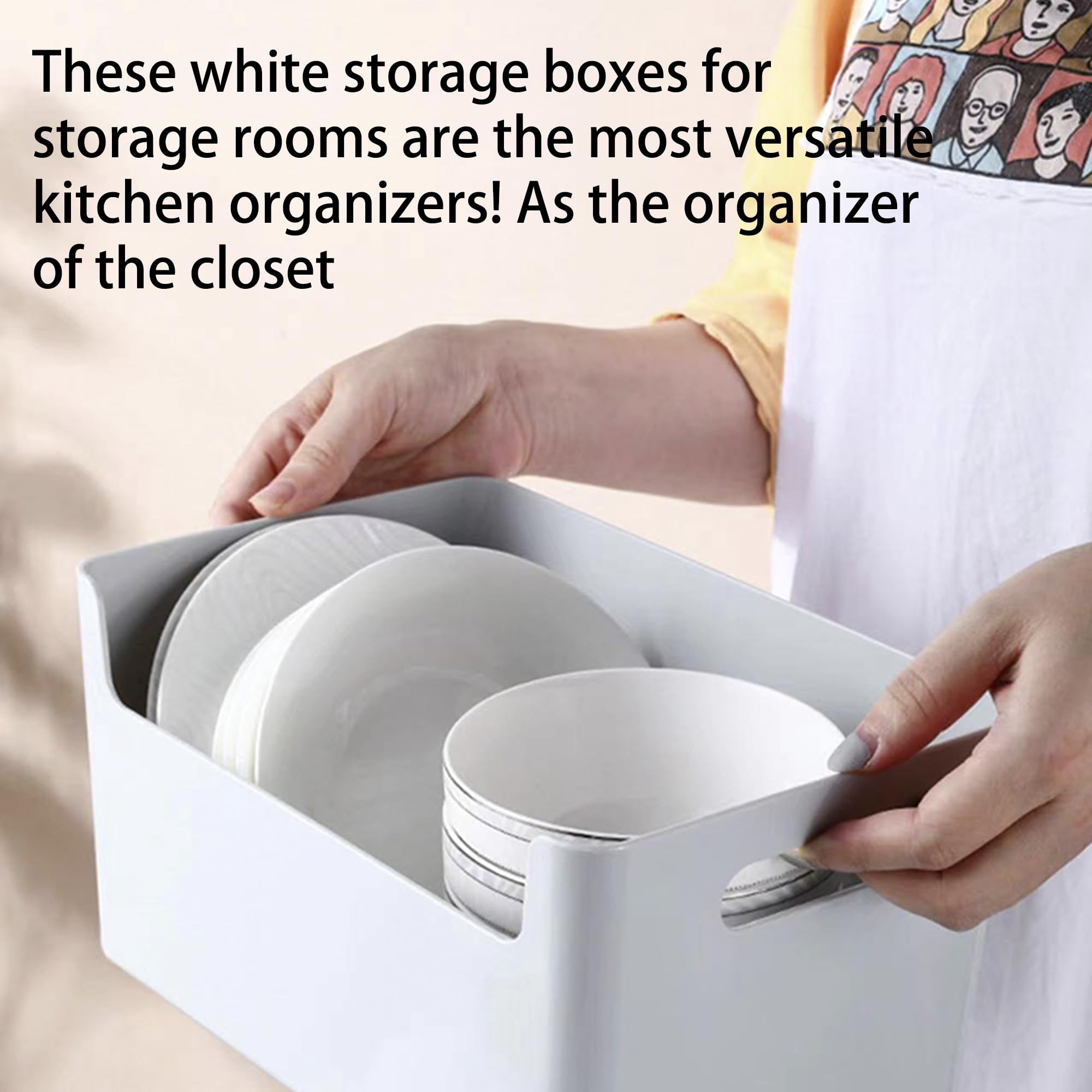 AJbells White Pantry Organization and Storage Baskets Plastic Storage Bins Open Storage Organizing Bins for Classroom, Office, School, Shelves,Pack of 2/4/6 (2, 13.39βx9.45βx5.51β)