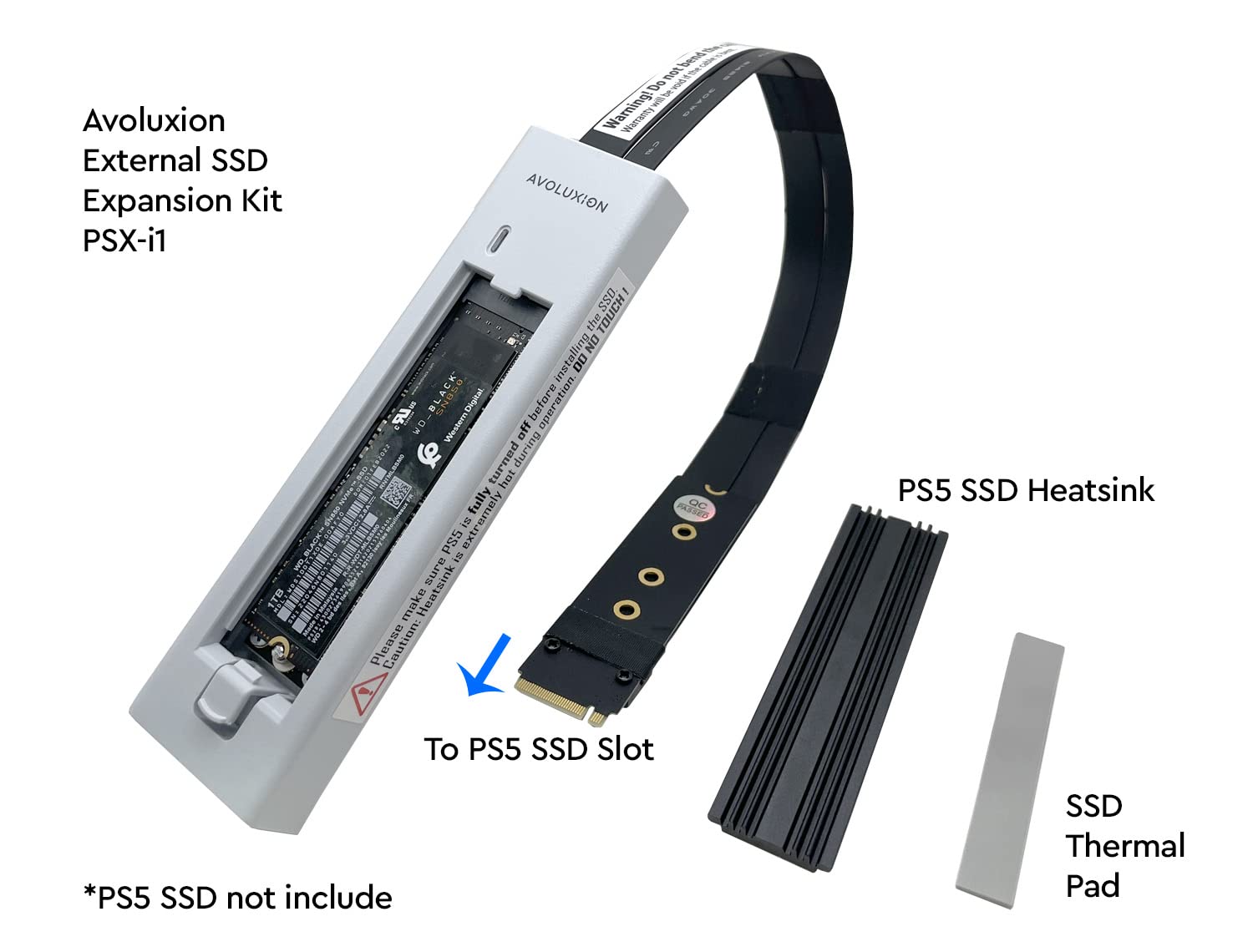 Avolusion PS5 SSD Heatsink with External SSD Expansion Kit for PS5 Game Console (PSX-i1-PS5)
