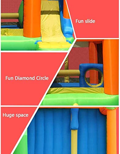 Inflatable Castle and Slide, Children Slide Outdoor Small Naughty Castle Home Trampoline/Square Playground Kids Playpen Colors