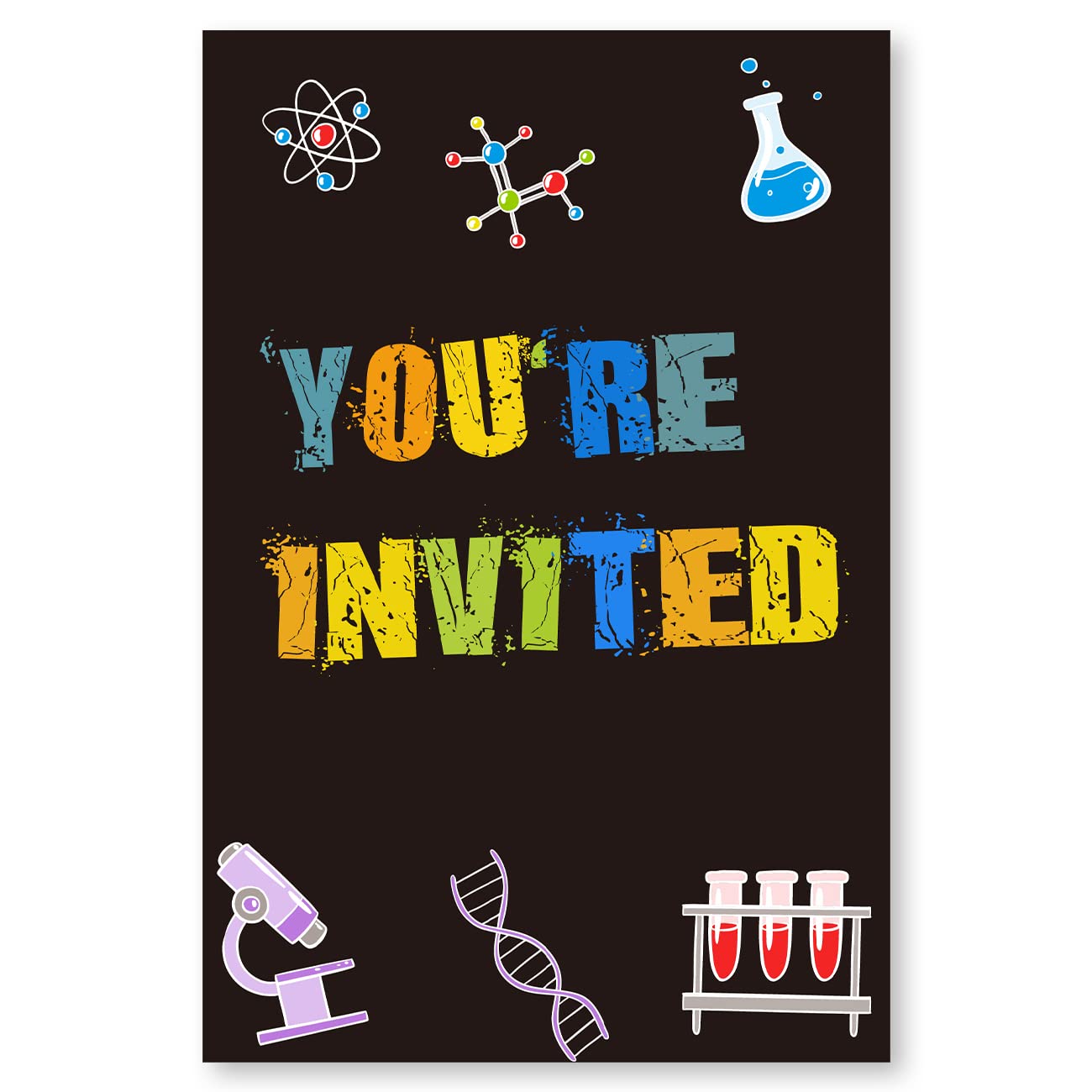 Science Birthday Party Invitations with Envelopes Set of 20 Science Themed Birthday Party Invites Fill in Blank