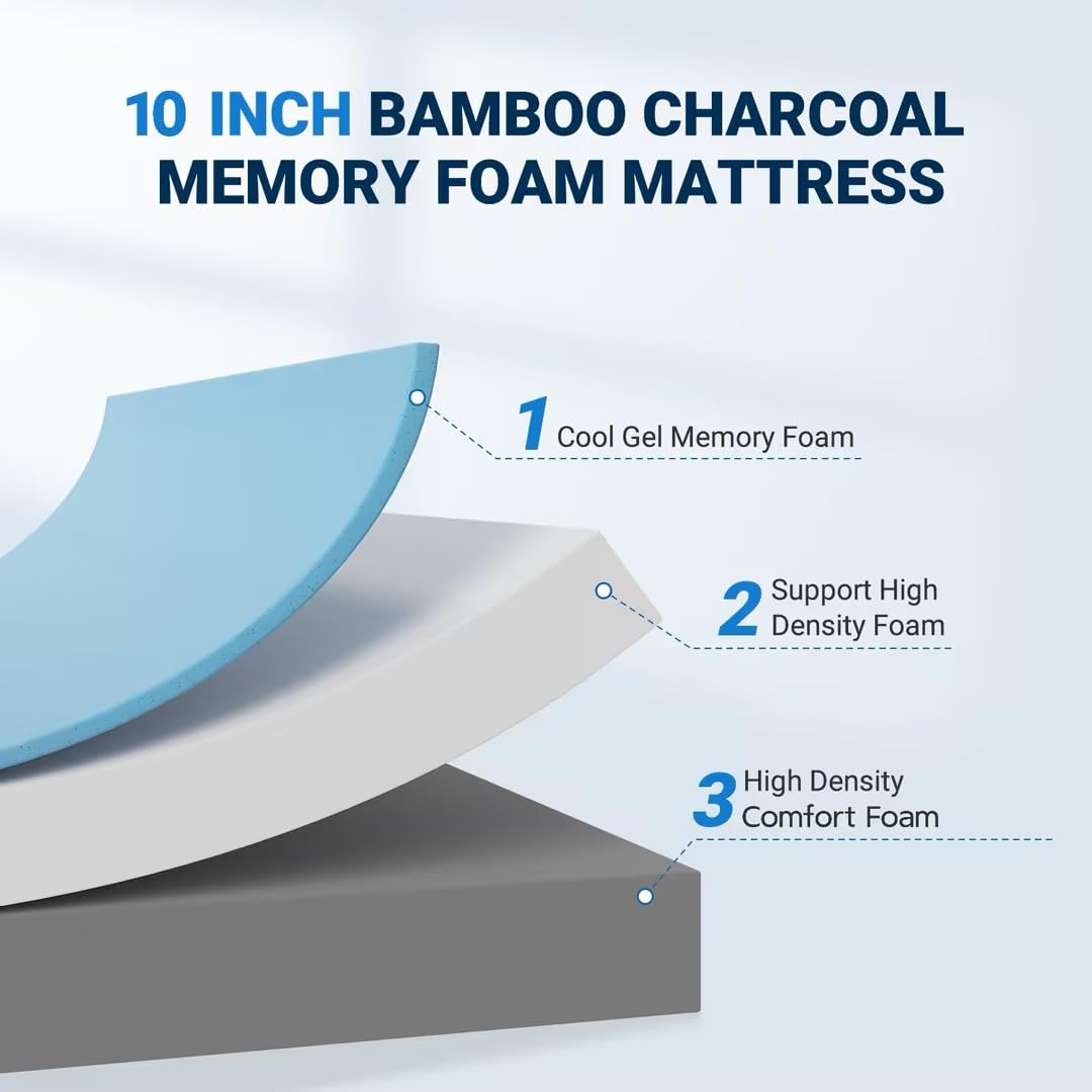 Avenco Full Mattress, 10 Inch Full Memory Foam Mattress for Pressure Relief & Cooling Sleep, Medium Firm Mattress in a Box with Motion Isolation, CertiPUR-US Certified Queen Size Mattresses