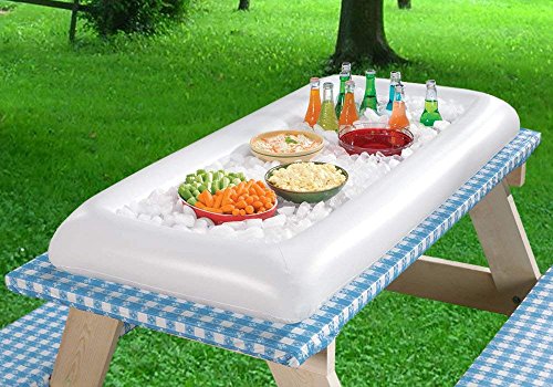 Inflatable Serving Bar Salad Ice Tray Food Drink Containers - BBQ Picnic Pool Party Supplies Buffet Luau Cooler,with a Drain Plug