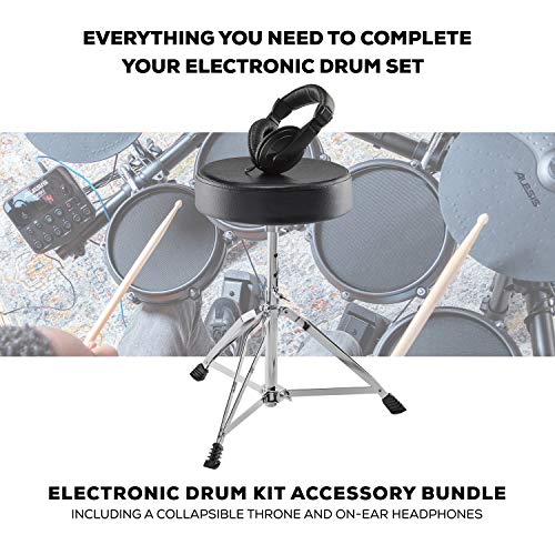 Alesis Drums Surge Mesh SE Kit and Drum Essentials Bundle - Electric Drum Set with USB MIDI Connectivity, Drum Throne and On-Ear Headphones